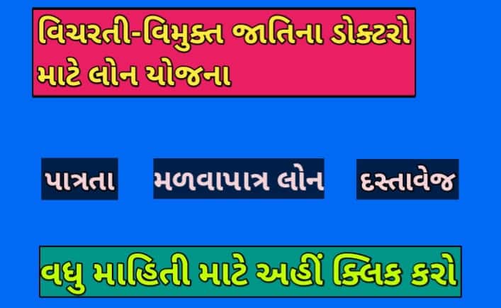 વિચરતી-વિમુક્ત જાતિના ડોક્ટરો માટે લોન યોજના 2024 » Onlylbc.com